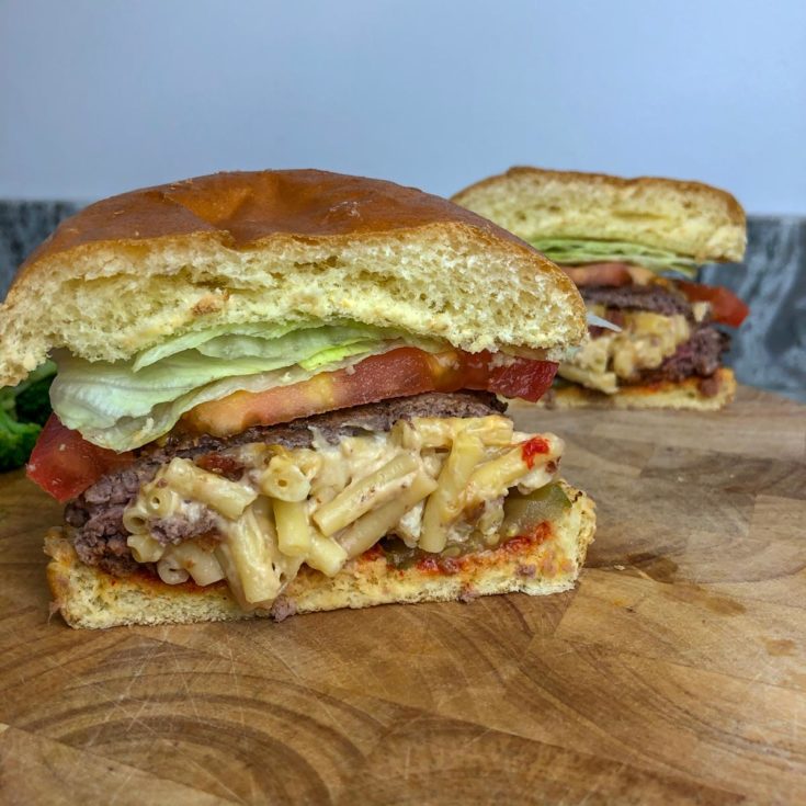 Mac and Cheese Stuffed Burgers - Cheat Day Design